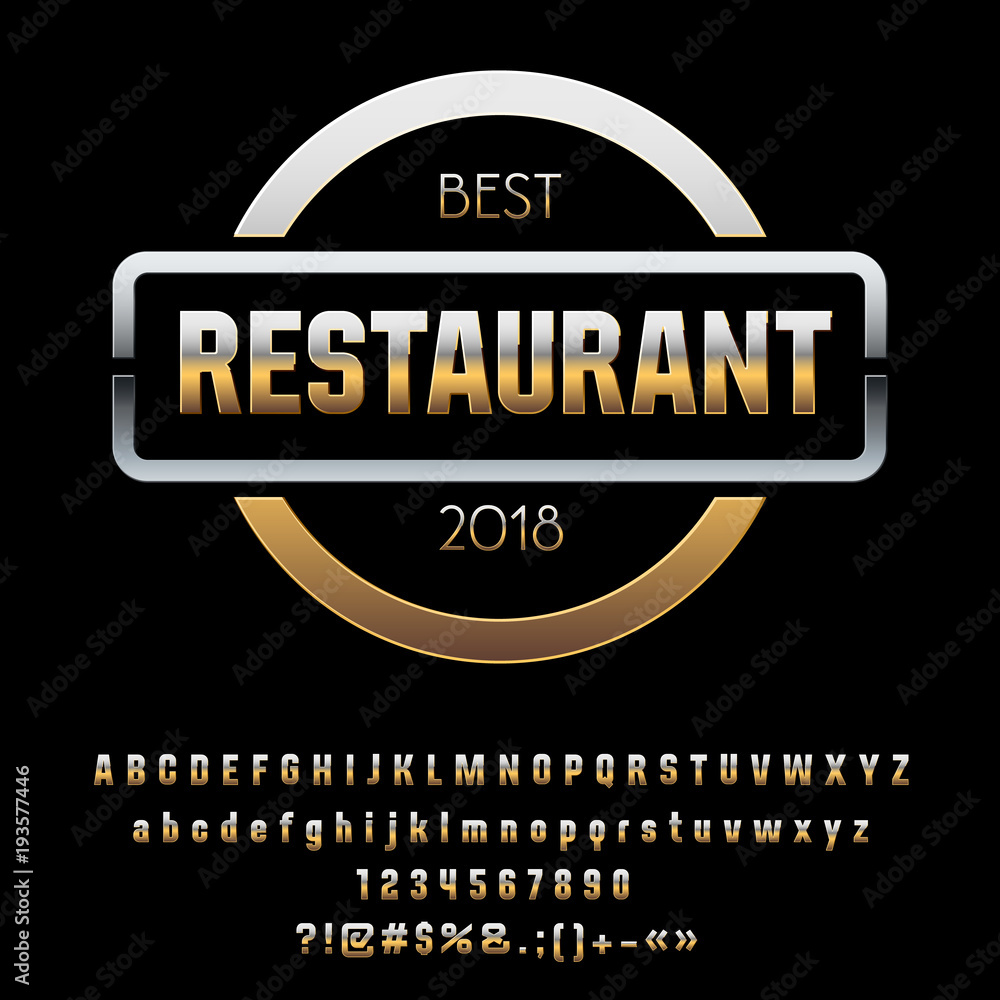 Vector Gold and Silver Business logo Best Restaurant. Set of luxury ...