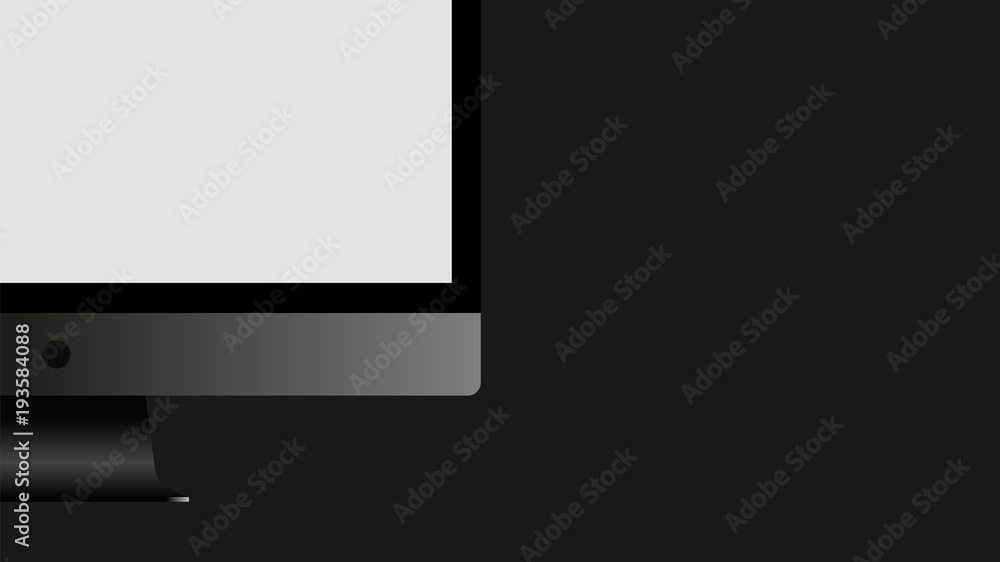 Design template with Modern computer realistic monitor white screen on ...