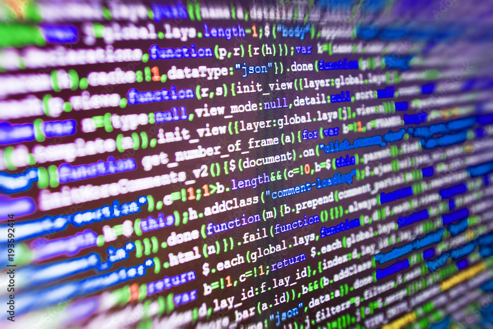 Freeware open source project. Hacker api text on the computer screen ...