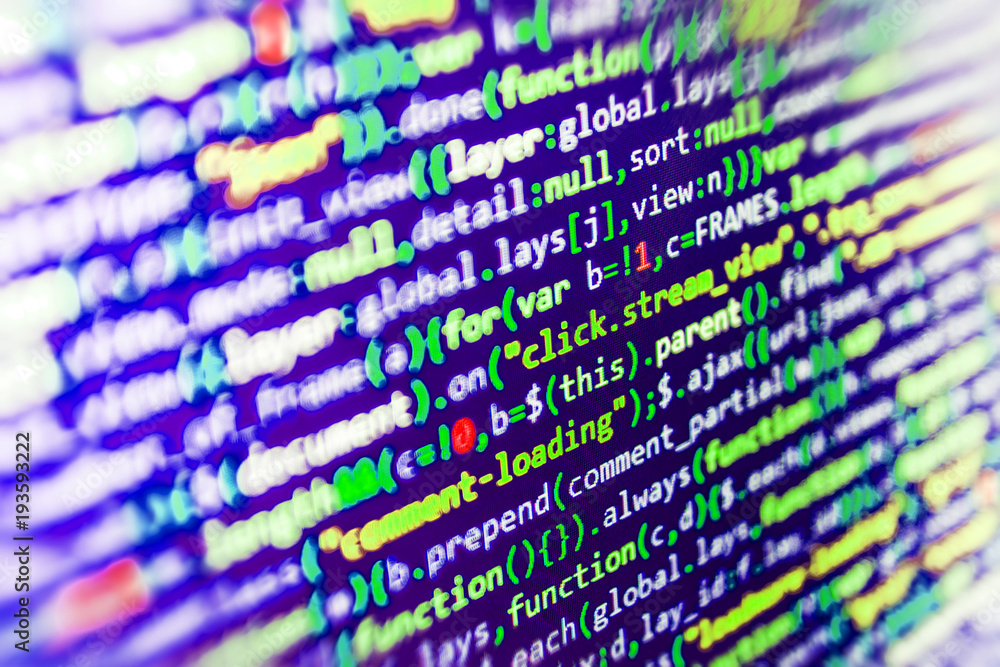 Hacker api text on the computer screen. Freeware open source project ...