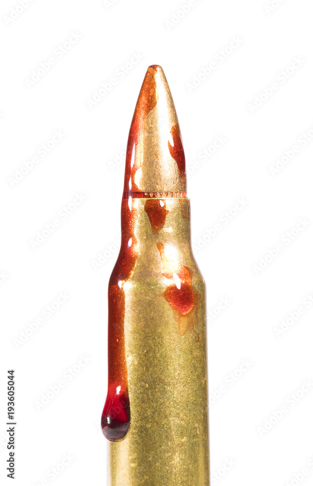 Blood rolling down an assault rifle bullet Stock Photo | Adobe Stock