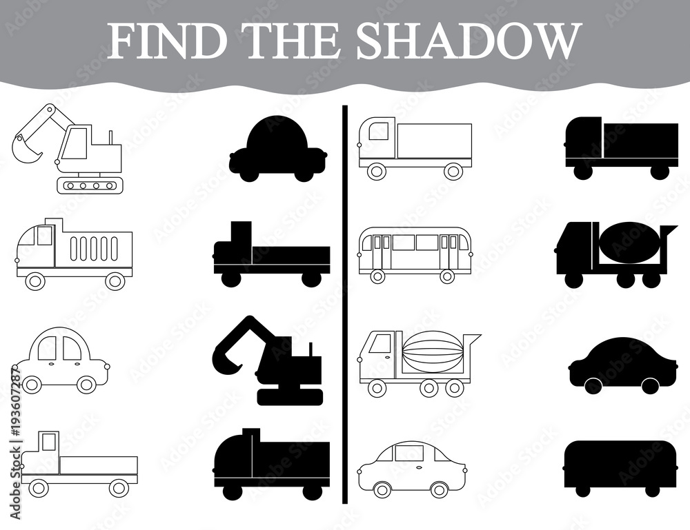 Activity for preschool children. Find the shadow and color the ...