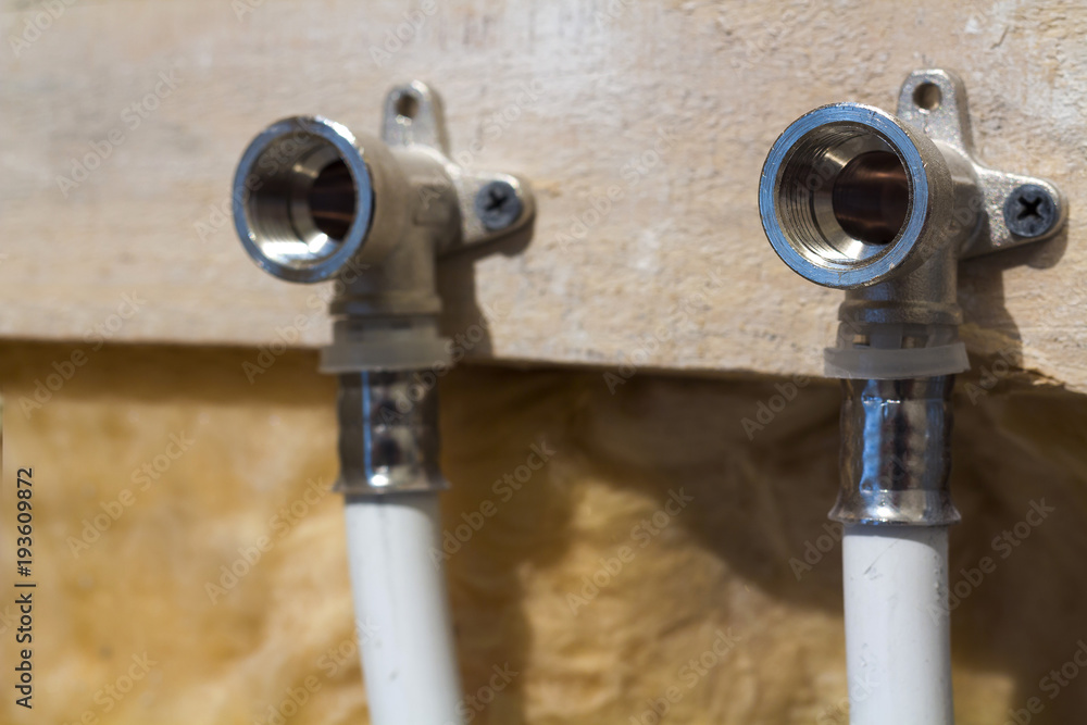 Water pipes made of polypropylene in the wall, plumbing in the house ...