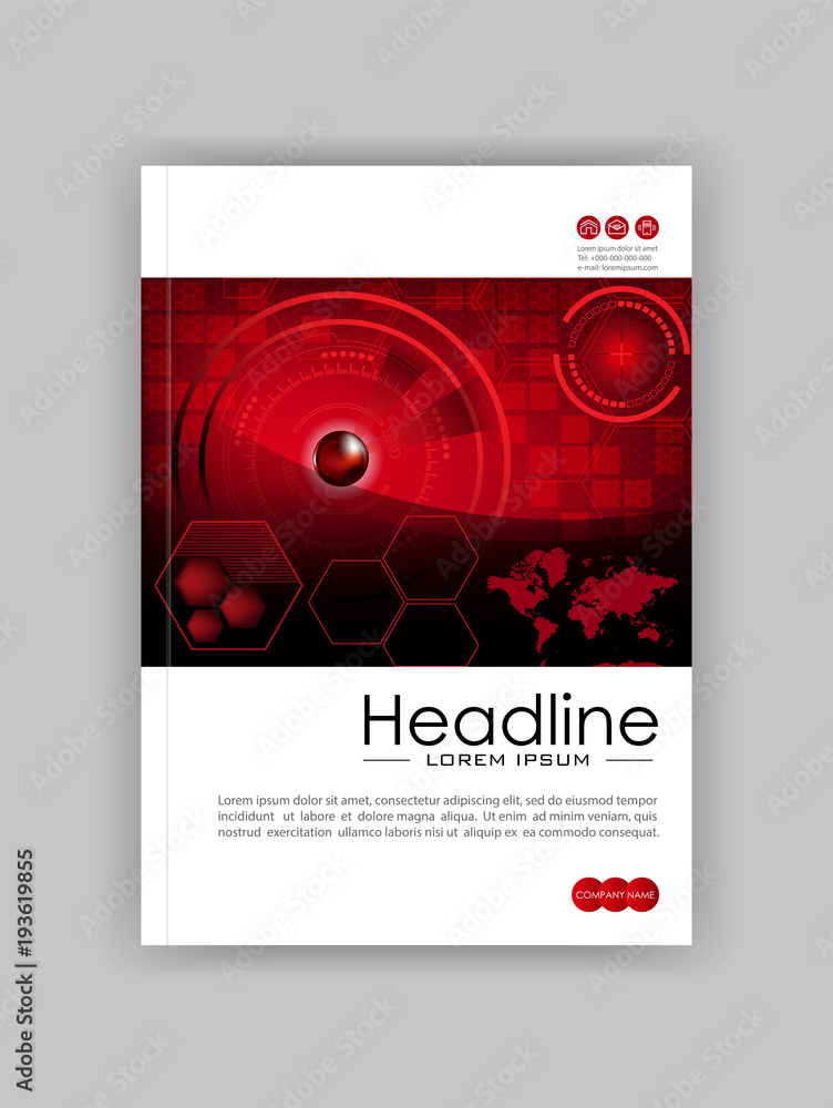 Red A4 HUD Business Book Cover Design Template. Good for Portfolio ...
