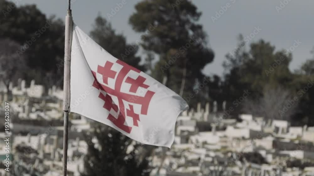 Catholic Crusaders Flag flying in Jerusalem on the Mount of Olives ...