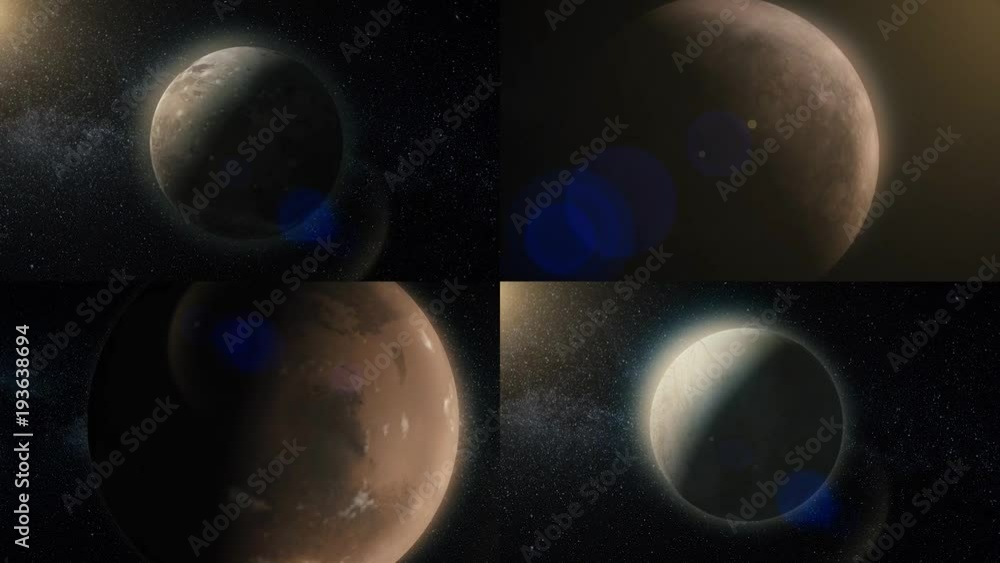 Set of animation planets and satellites of solar system. Clip ...