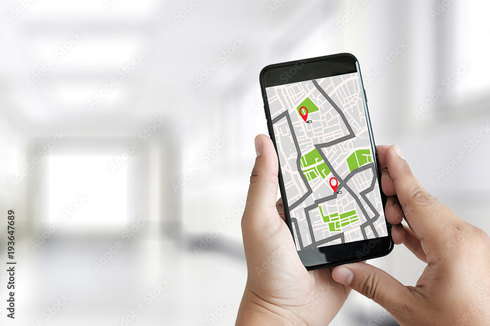 GPS Map to Route Destination network connection Location Street Map ...