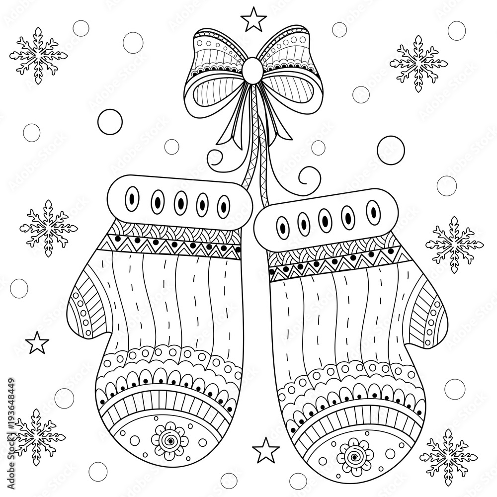 Coloring book of gloves zentangle style for adult.vector illustration ...