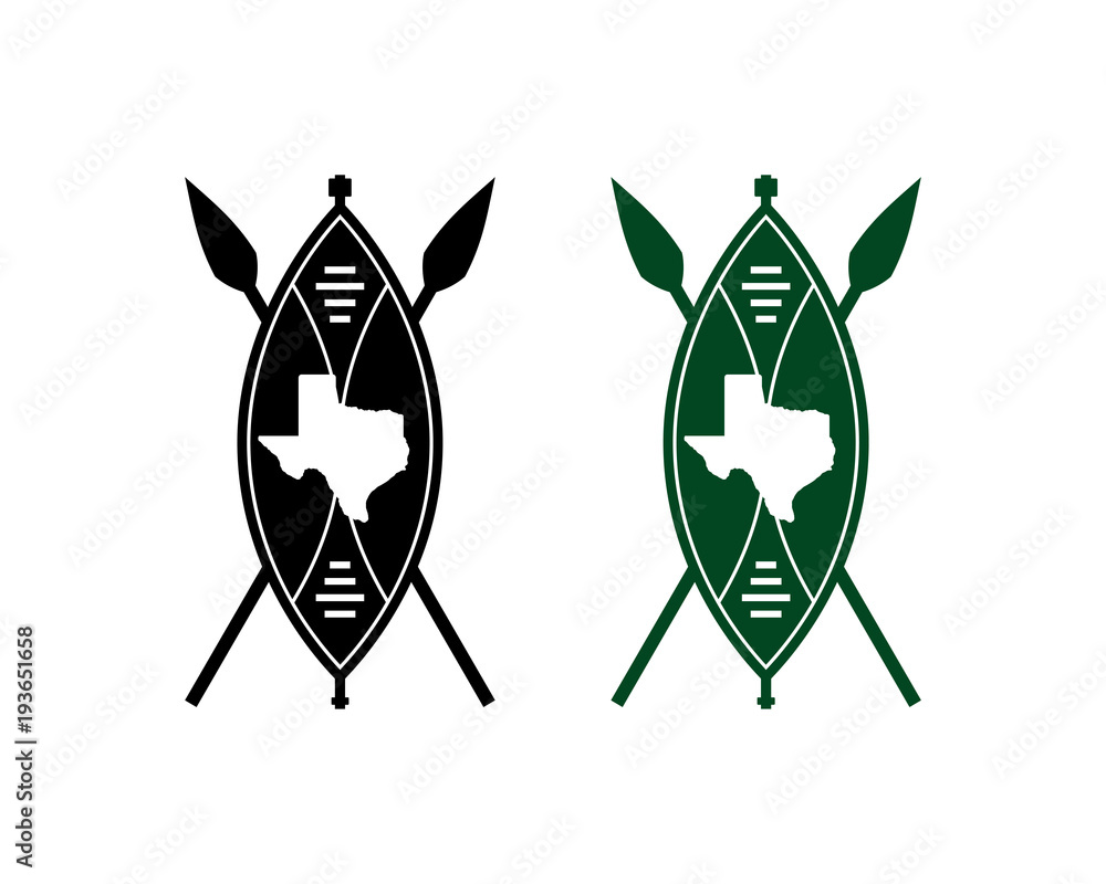 Cross Spear and Old Shield with Texas Map on the Shield Symbol Logo ...