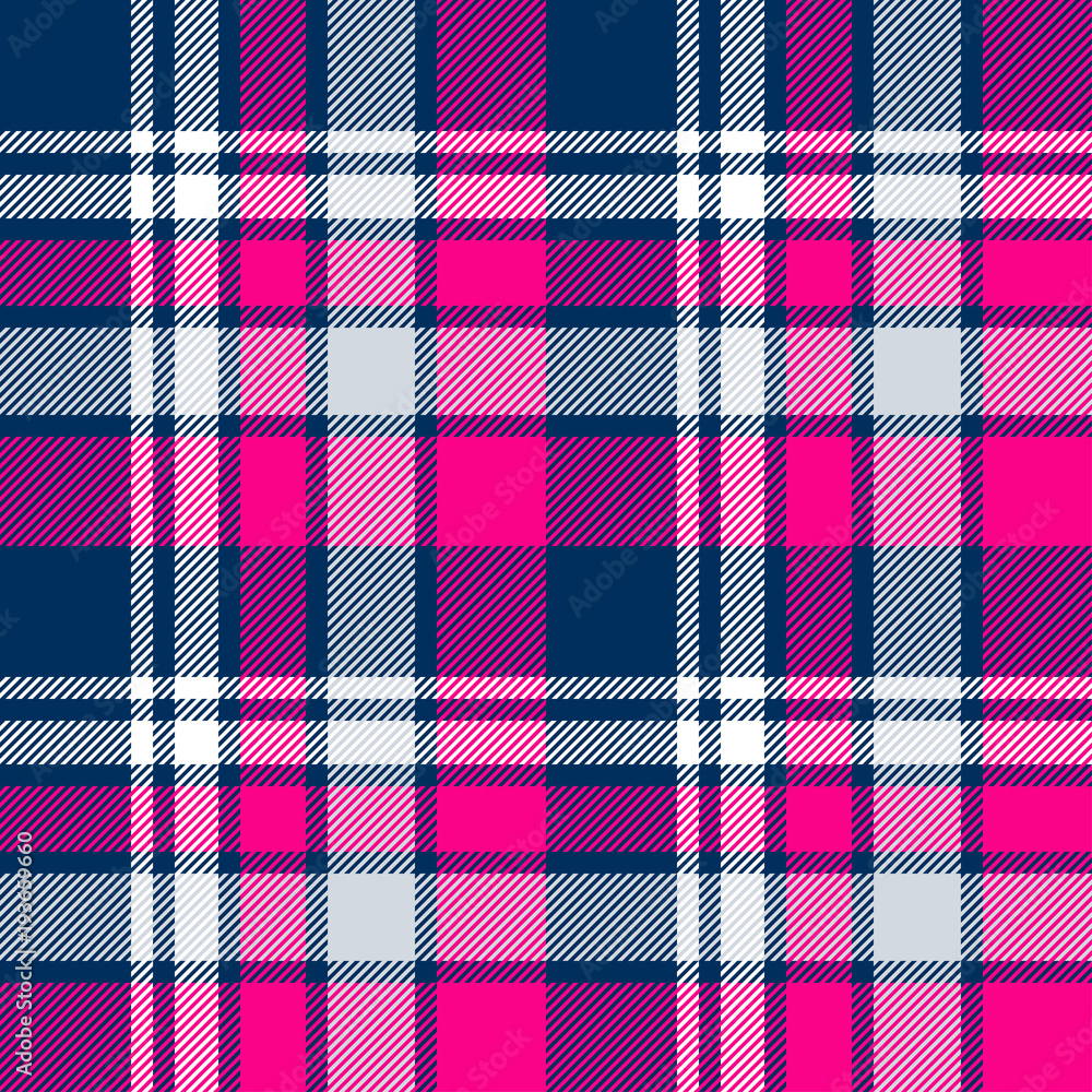 Pink, blue and white plaid seamless pattern. Vector background Stock ...