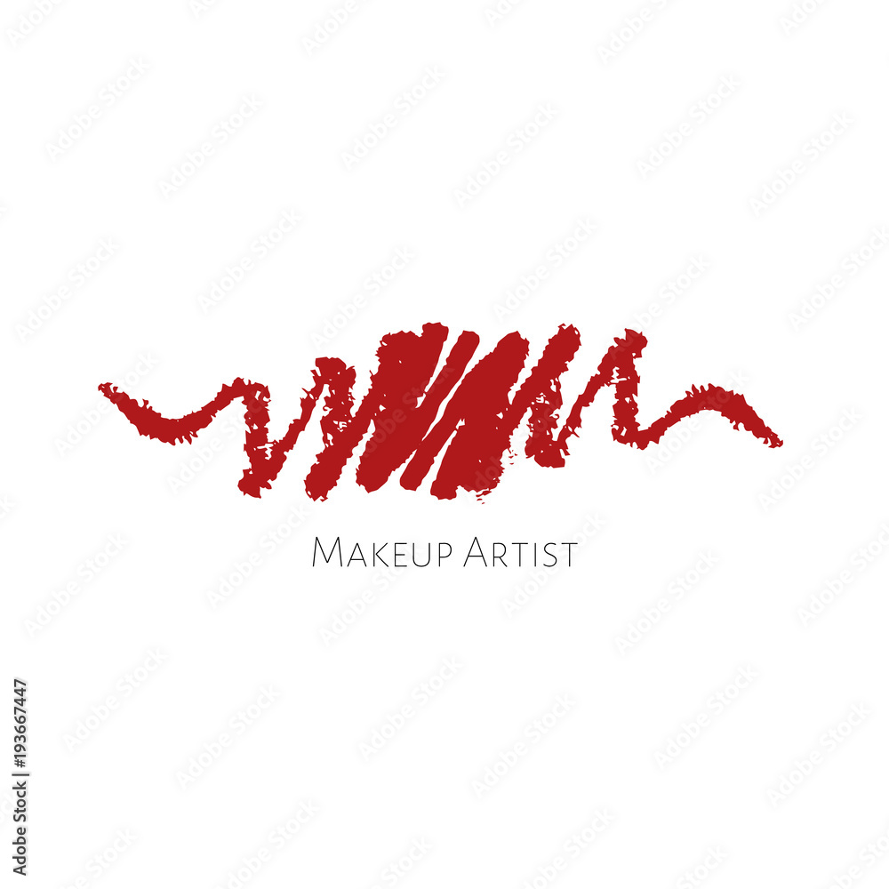 Beauty Makeup Artist logo template with red textured Lip pencils ...