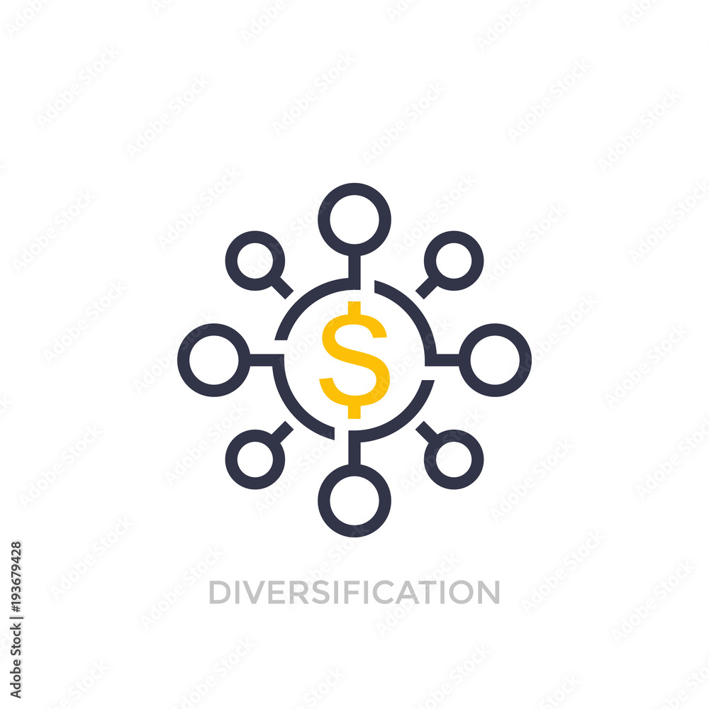 Financial diversification, diversified investment icon Stock Vector ...