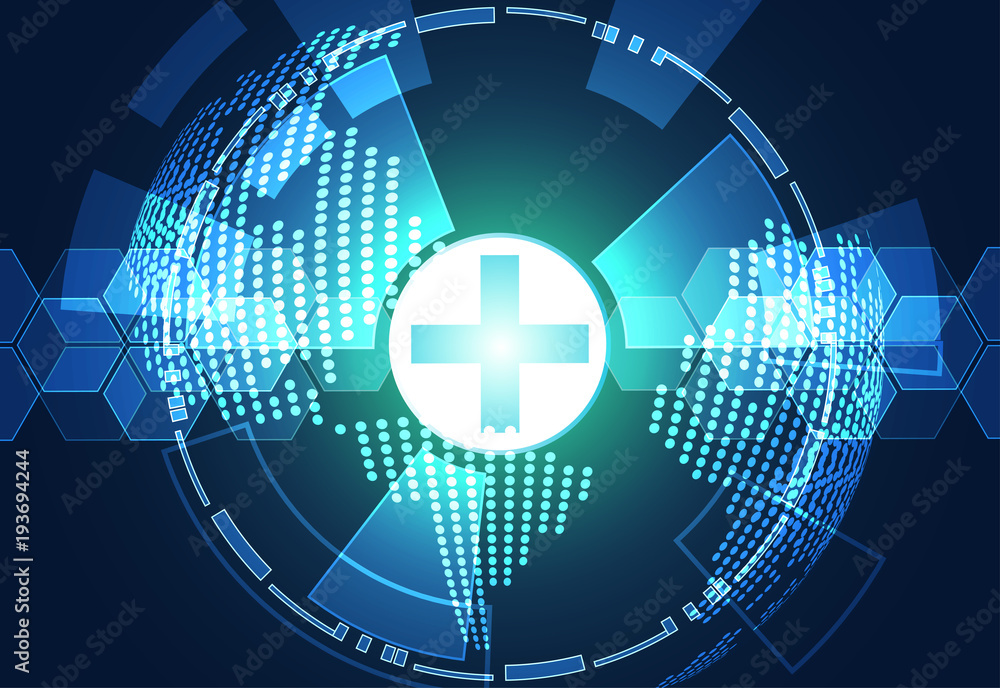 abstract technology background concept health green blue digital circle ...
