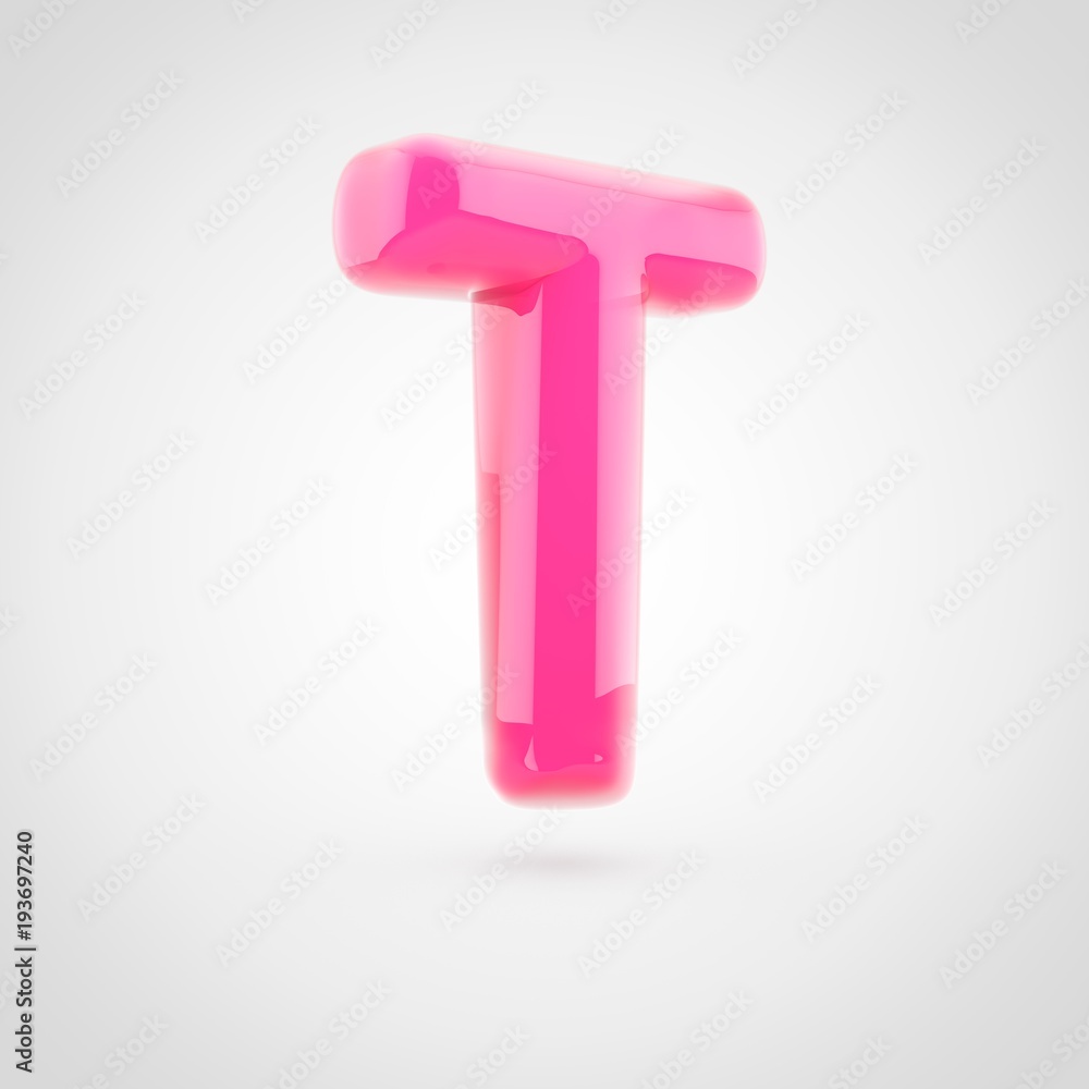 Pink letter T uppercase filled with soft light isolated on white background. Stock Illustration ...