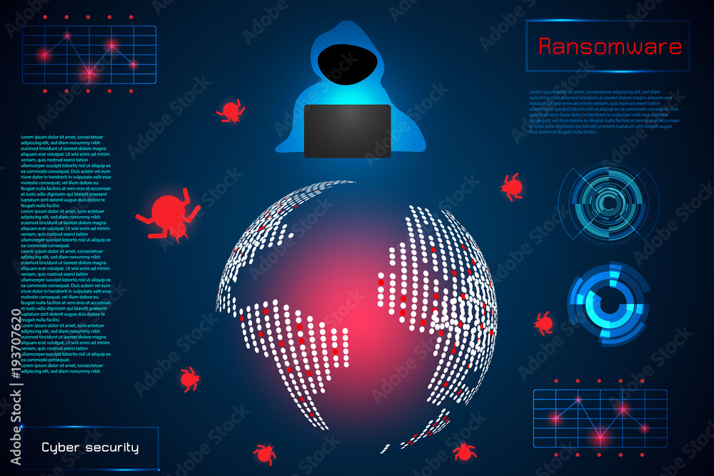infographic abstract technology concept information of ransomware alert ...