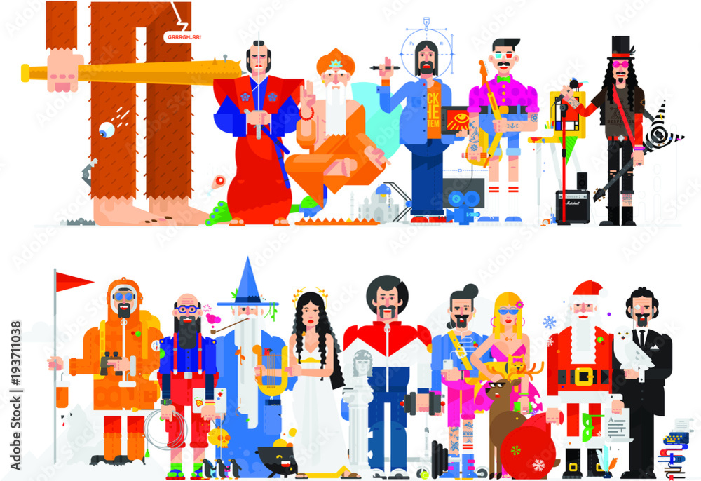 Amazing illustration of people in different professions. Vector flat ...