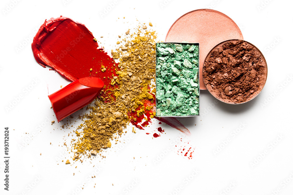 Cosmetic swatch / Creative concept photo of cosmetics swatches on white ...