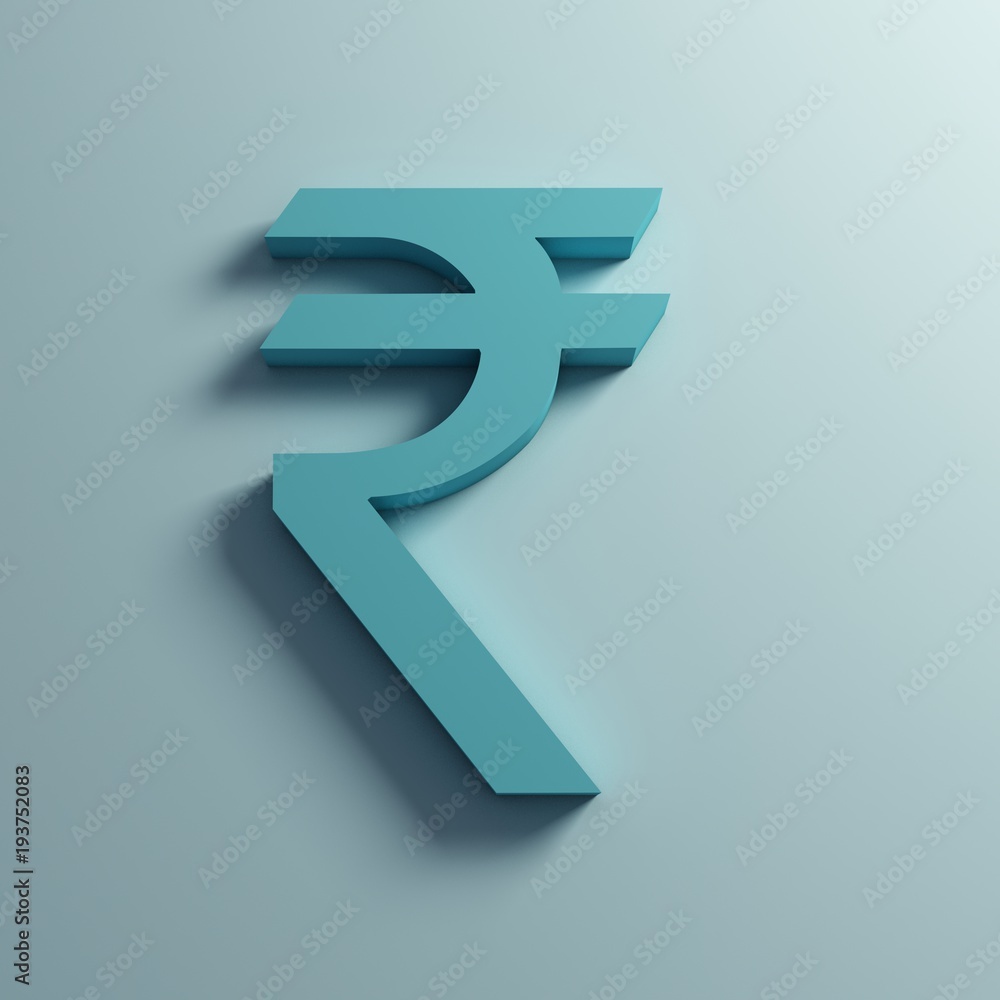 Rupee Currency symbol in Wall. 3D Rendering Illustration Stock ...