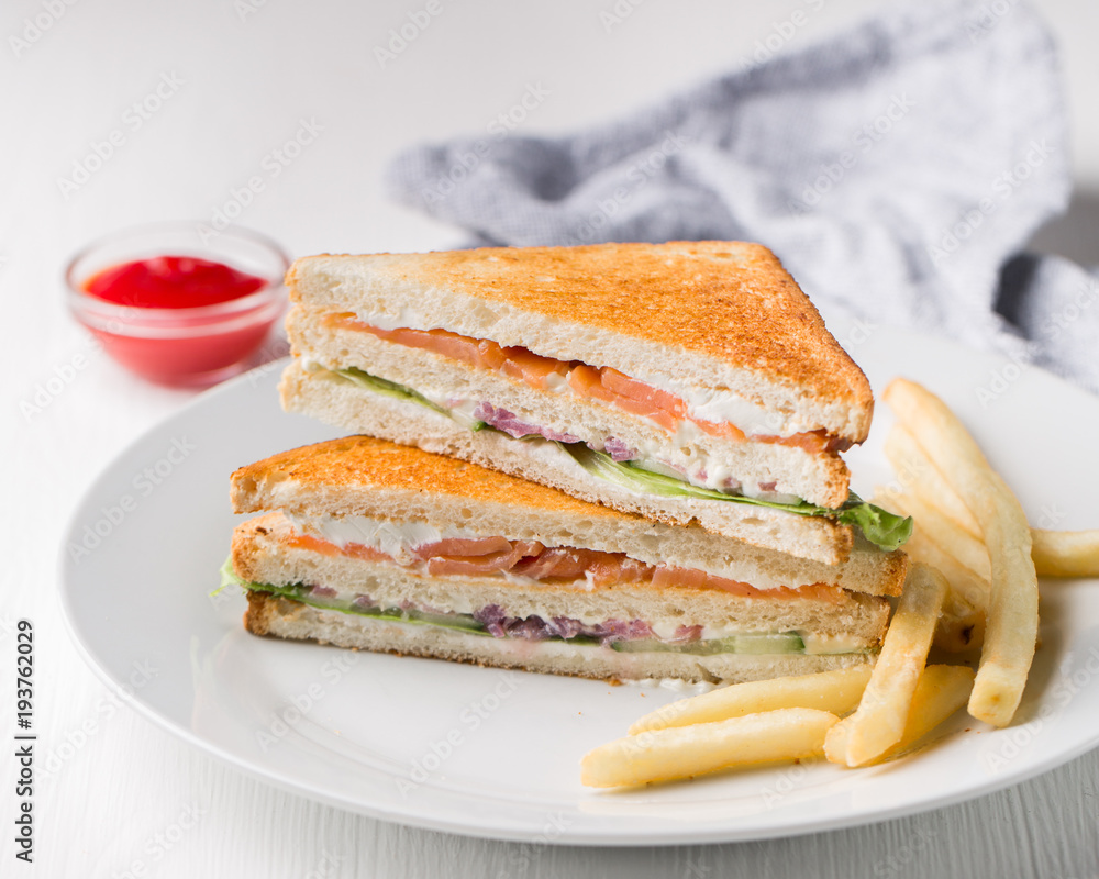 Smoked Salmon Club Sandwich