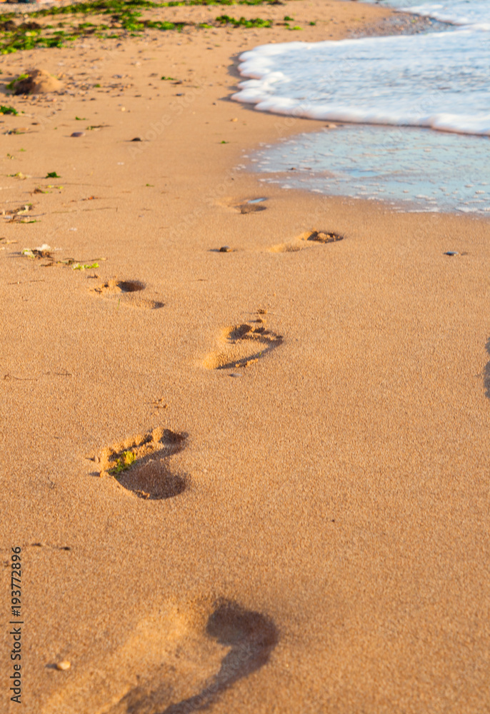 Footsteps In The Sand Sunset