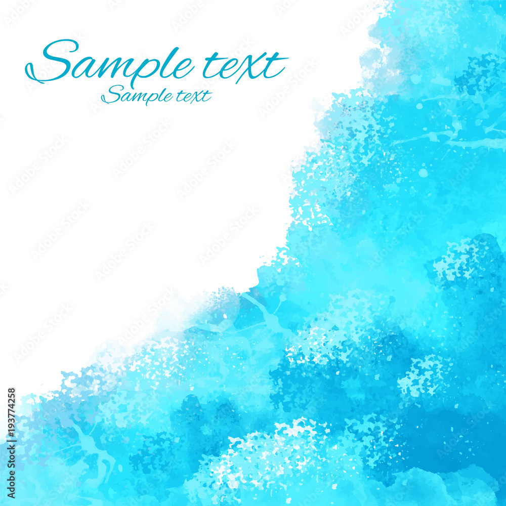 Watercolor blue sea, water, splash, corner texture Stock Vector | Adobe ...