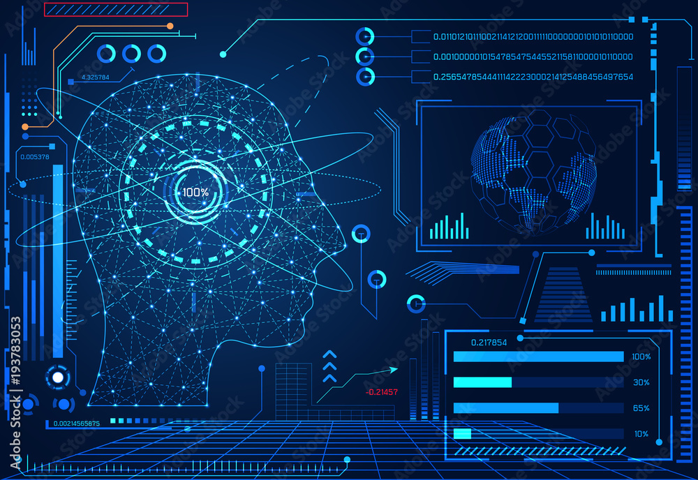 abstract technology ui futuristic concept human brain interface ...