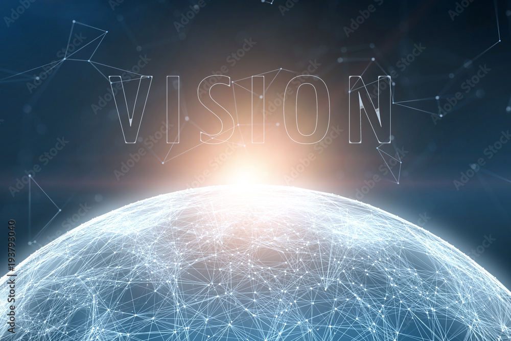 Futuristic vision cloud word on abstract blue background with digital ...