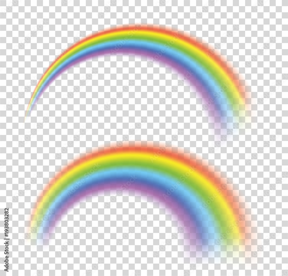 Rainbows in different shape realistic set. Perfect set isolated on ...