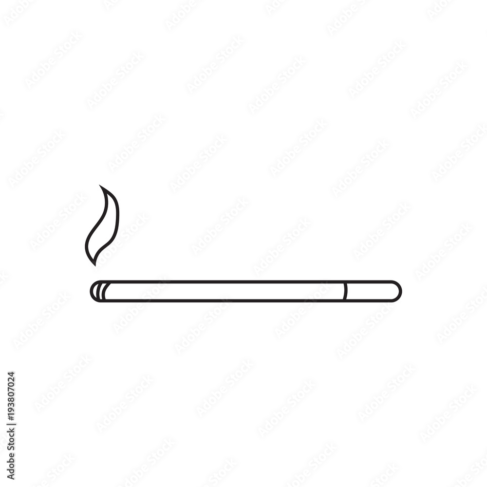 simple icon with a picture of a smoldering cigarette. A drawing without ...