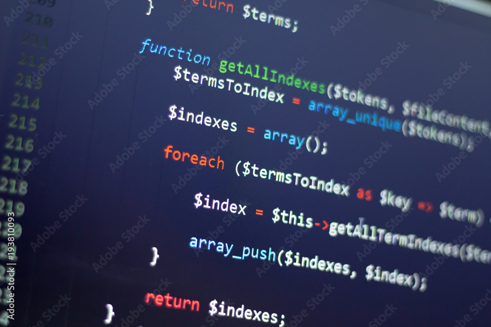 Php Back End Code Computer Programming Source Code Abstract Screen Of Web Developer Digital