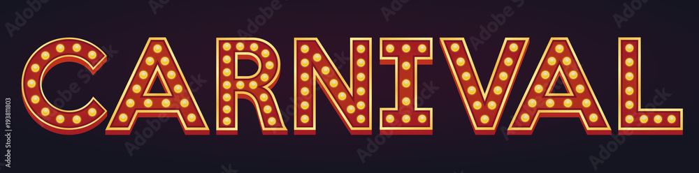 CARNIVAL banner alphabet sign marquee light bulb vintage carnival or ...