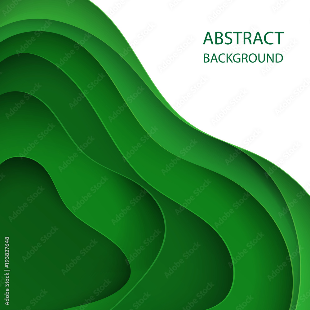 Paper art cartoon abstract waves. Paper carve background. Modern ...