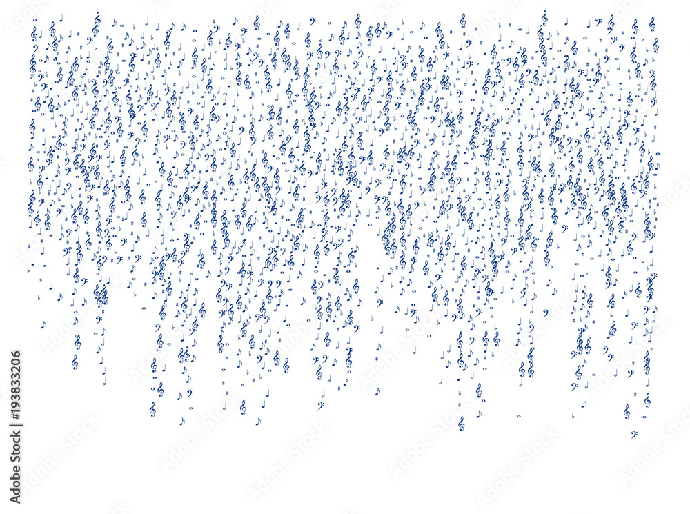 Music Symbols Vector Confetti Flying, Falling. Grayscale Falling Notes ...