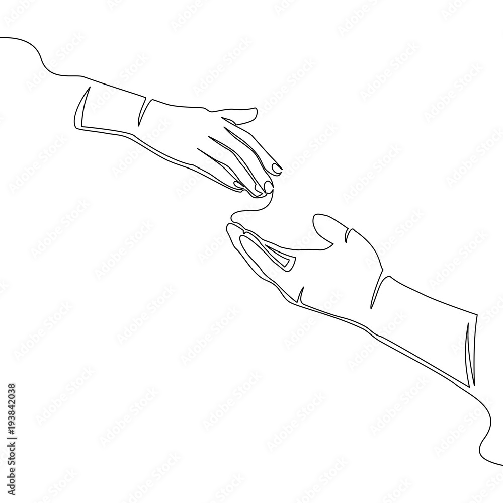Helping hand concept continuous line vector Stock Vector | Adobe Stock