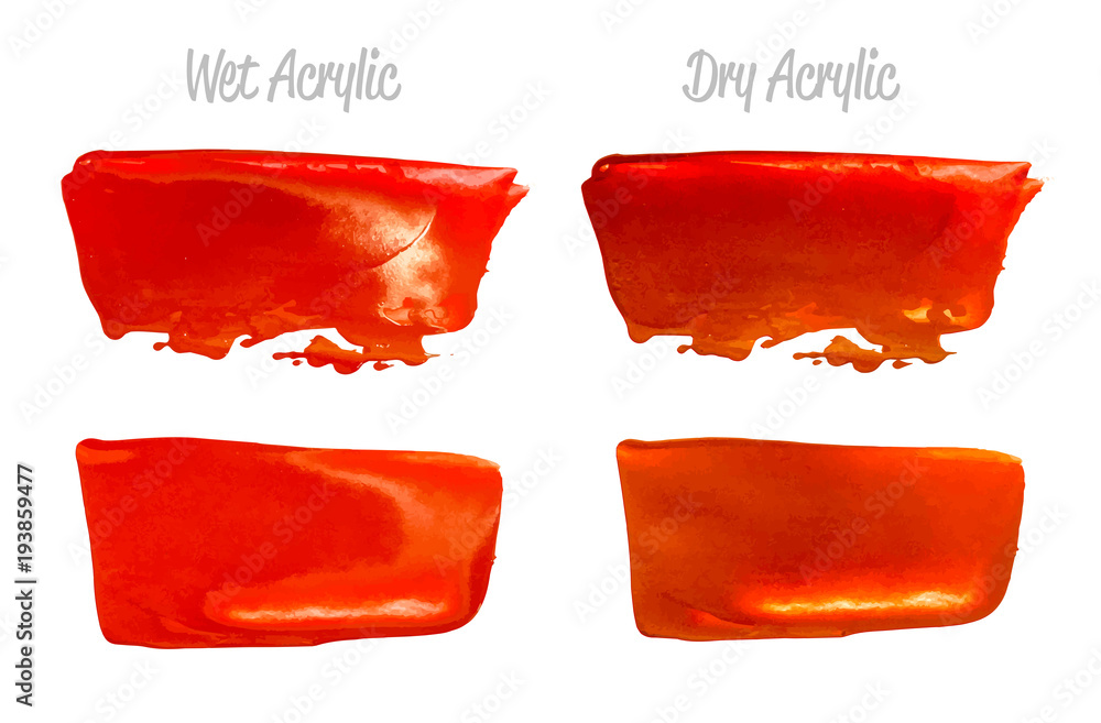 Vector crimson red paint smear stroke stain set. Abstract red ...