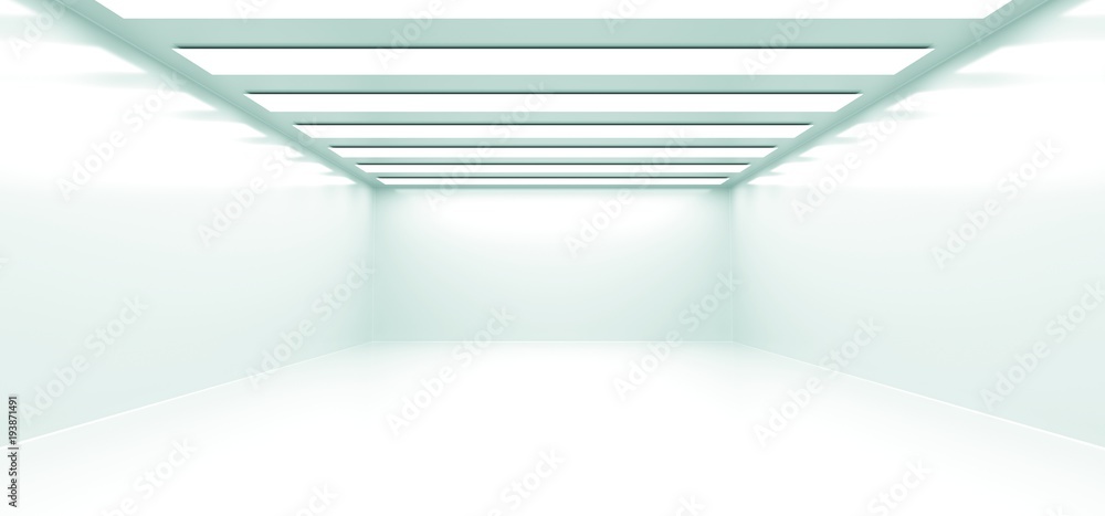 3D Rendering Of Realistic Empty White Room With Lights Stock ...