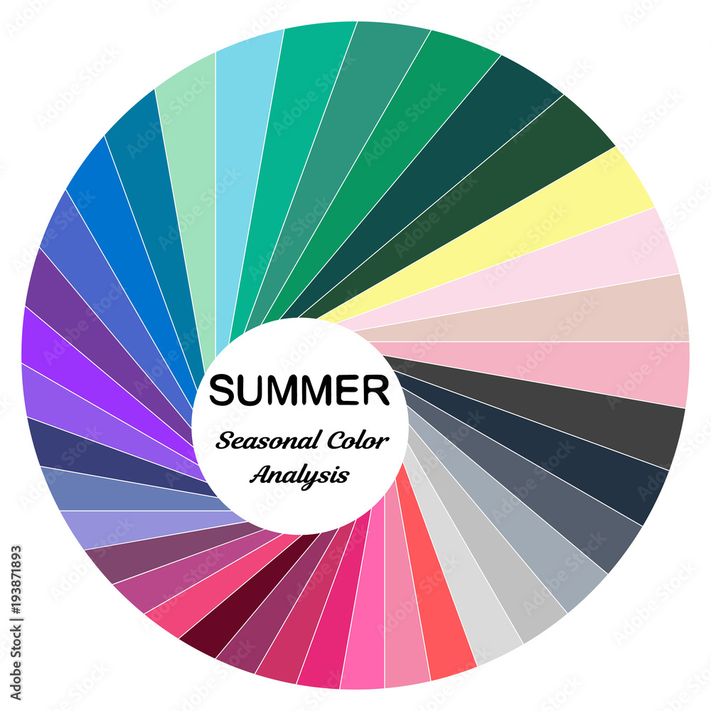 Stock vector color guide. Seasonal color analysis palette for summer ...
