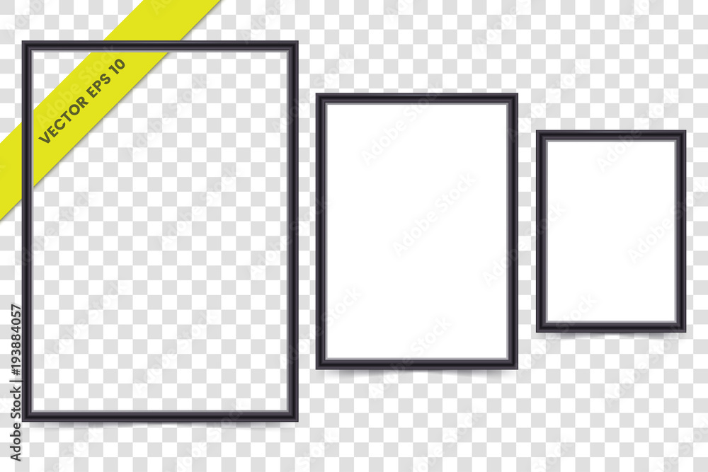 Vector black plastic frame for photo, poster or picture isolated on ...