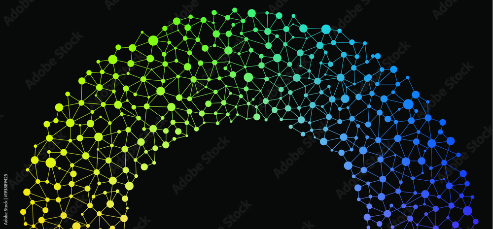 Blue green and yellow arched rainbow graphic background showing unity ...