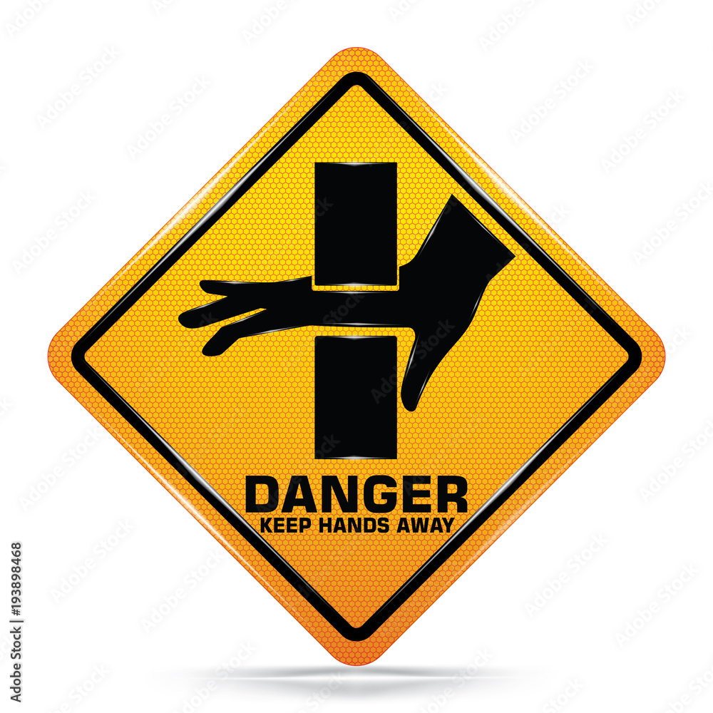Danger keep hands away sign isolated on white background, Attracting ...