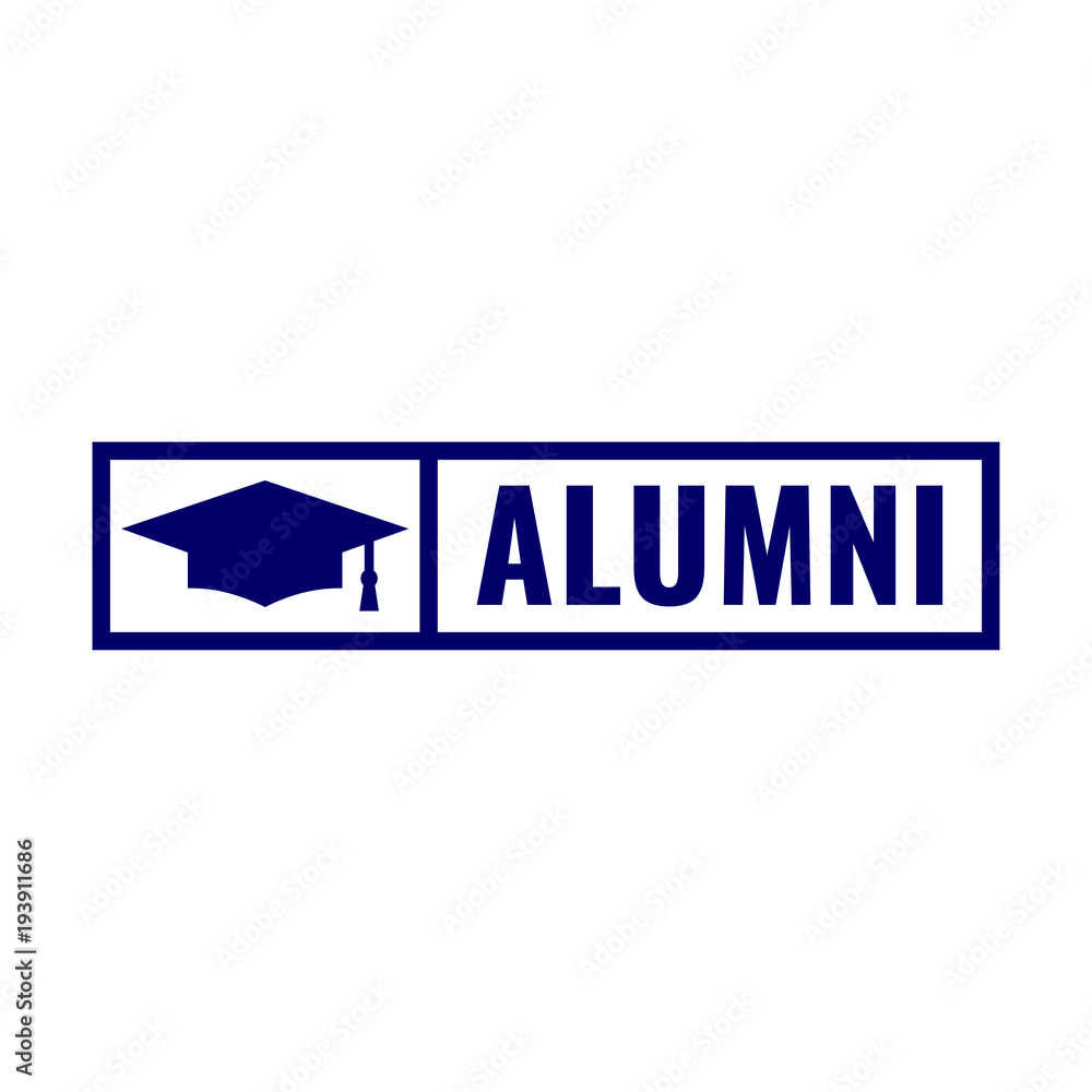 Alumni. Badge icon. Flat vector illustration on white background. Stock ...