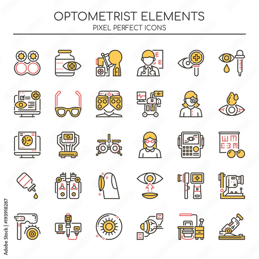 Optometrist Elements , Thin Line and Pixel Perfect Icons. Stock Vector ...