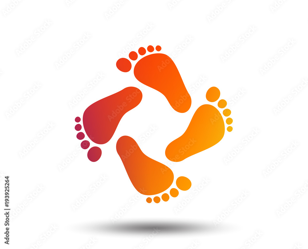 Baby footprints icon. Child barefoot steps. Toddler feet symbol ...