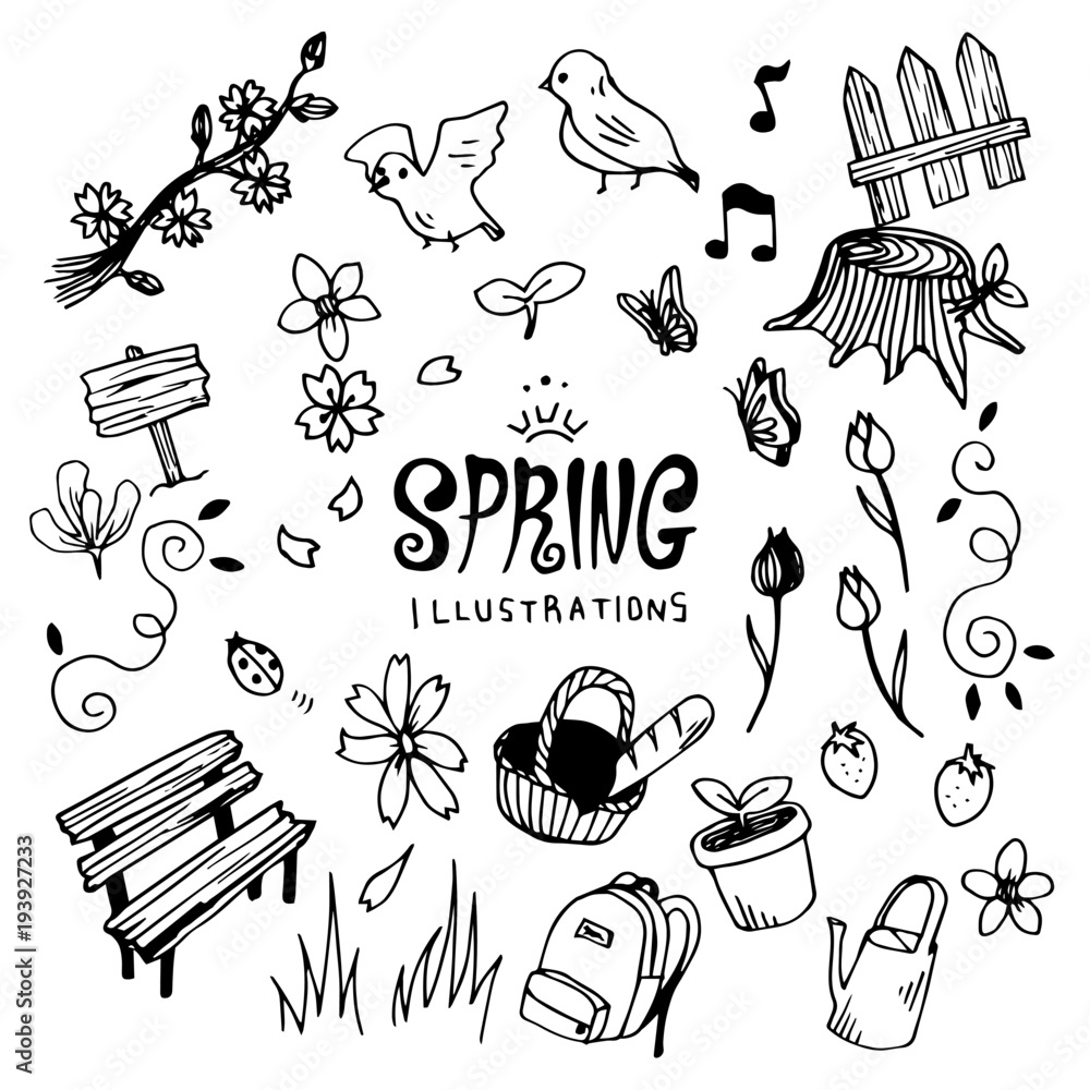 Spring Illustration Pack Stock Vector | Adobe Stock