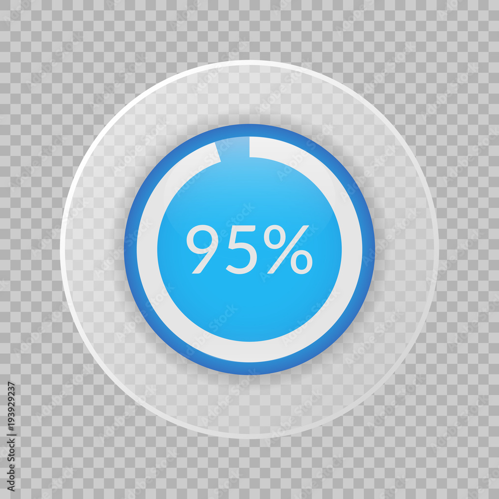 95 percent pie chart on transparent background. Percentage vector ...