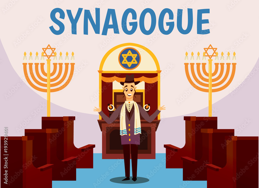 Jewish Synagogue Cartoon Background Stock Vector | Adobe Stock