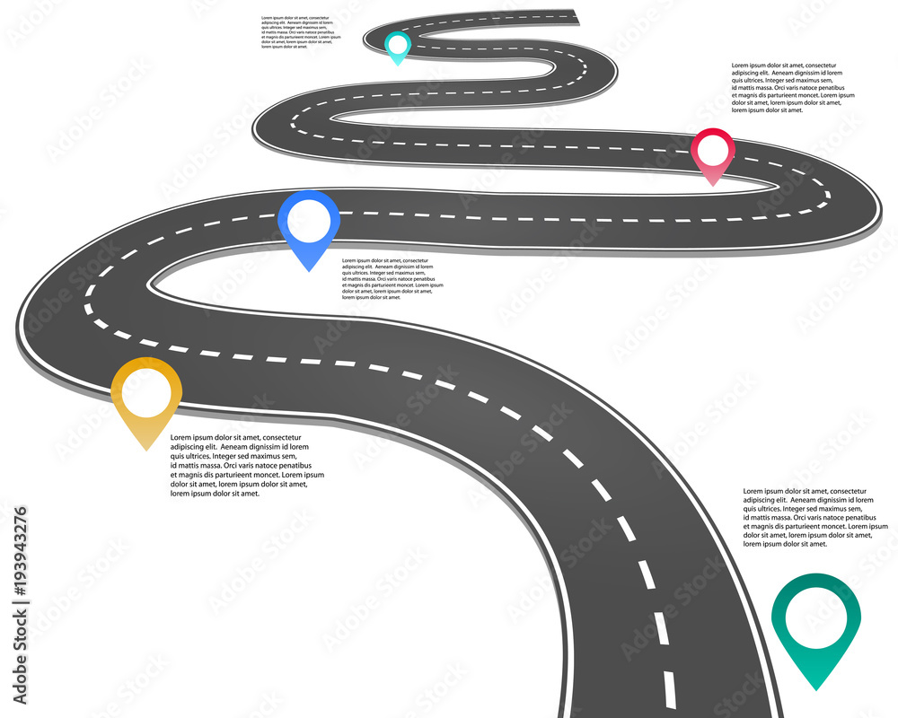 3d itinerary planning infographic, important turns, road traffic, trip ...