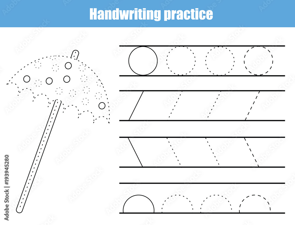 Handwriting practice sheet. Educational children game, printable ...