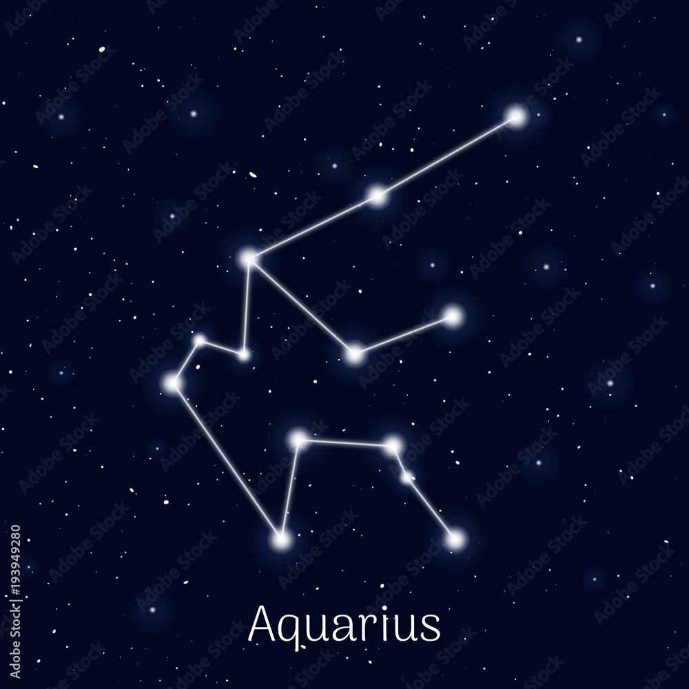 Sign zodiac aquarius, night sky background, realistic. Astrological ...