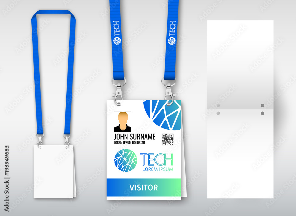 Design of double hole lanyard. Example with double program card. Access ...